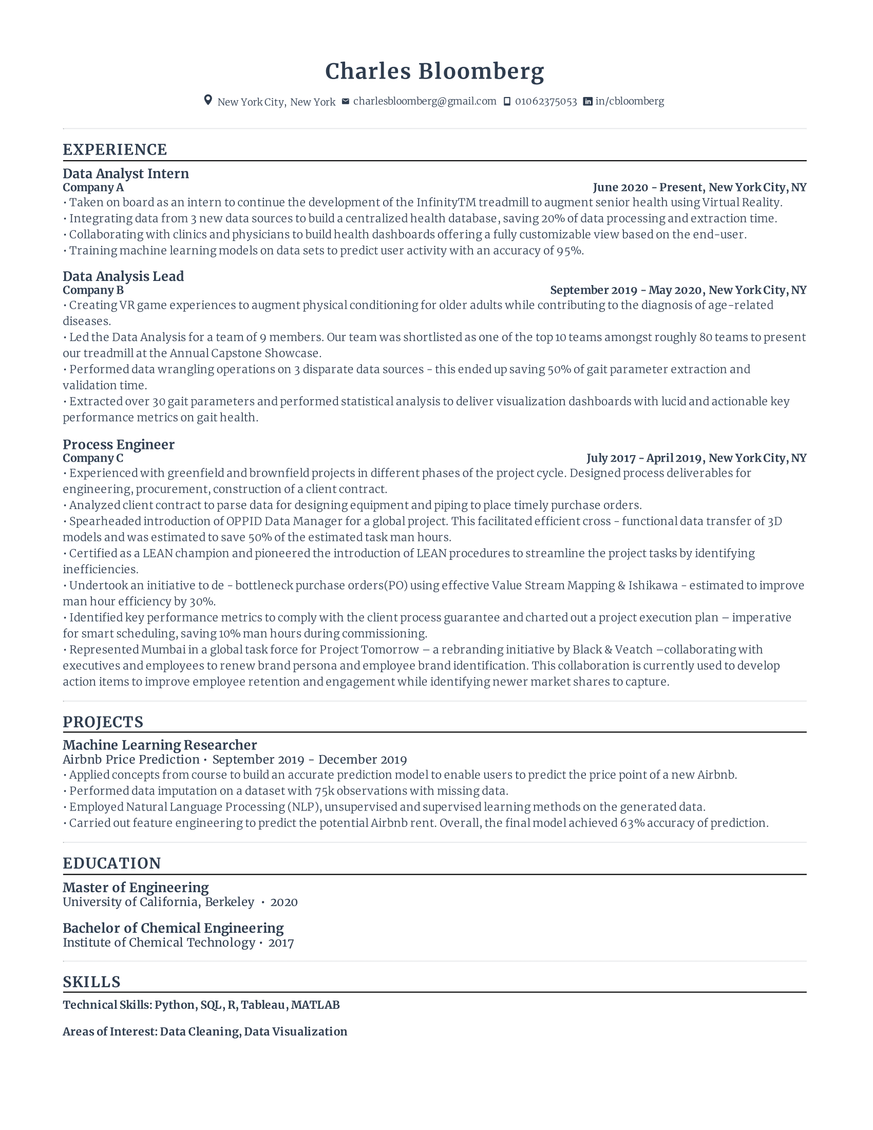 Rezi Data Analyst Resume Template